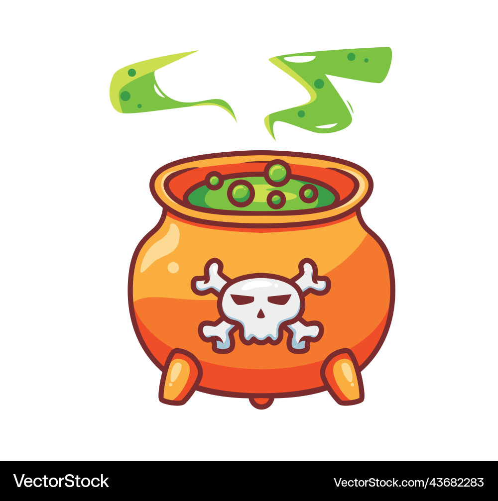 Cute boiling a poison in witch cauldron cartoon Vector Image