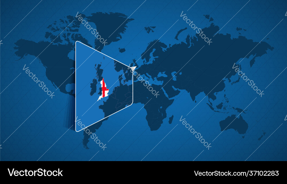 Detailed world map with pinned enlarged Royalty Free Vector