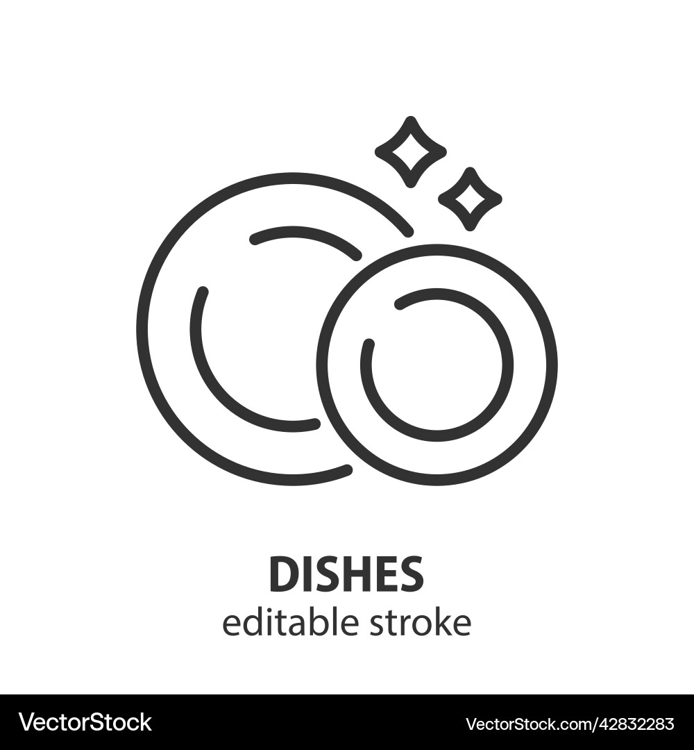 Dishes line icon clean plates sign Royalty Free Vector Image