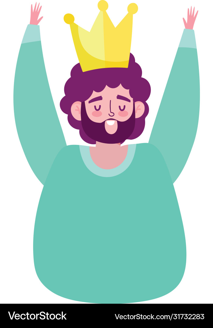 Fathers day dad character with crown celebration Vector Image