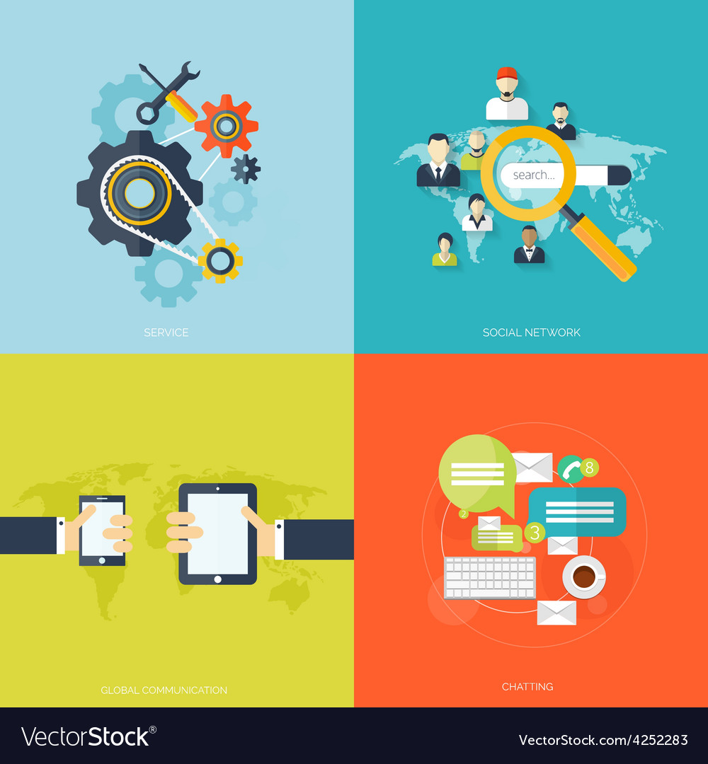 Flat cloud computing and social media background Vector Image