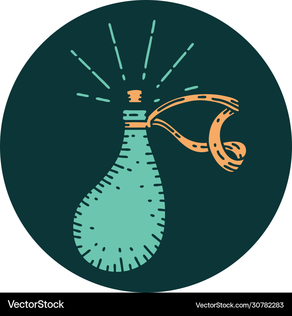 Icon tattoo style old leather water flask Vector Image