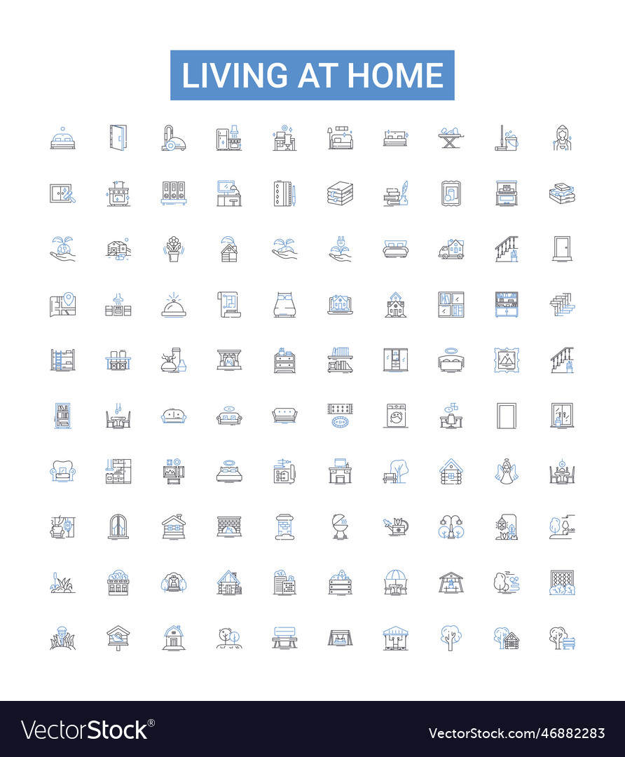 Living at home outline icons collection dwell Vector Image Living at home outline icons collection dwell Vector Image