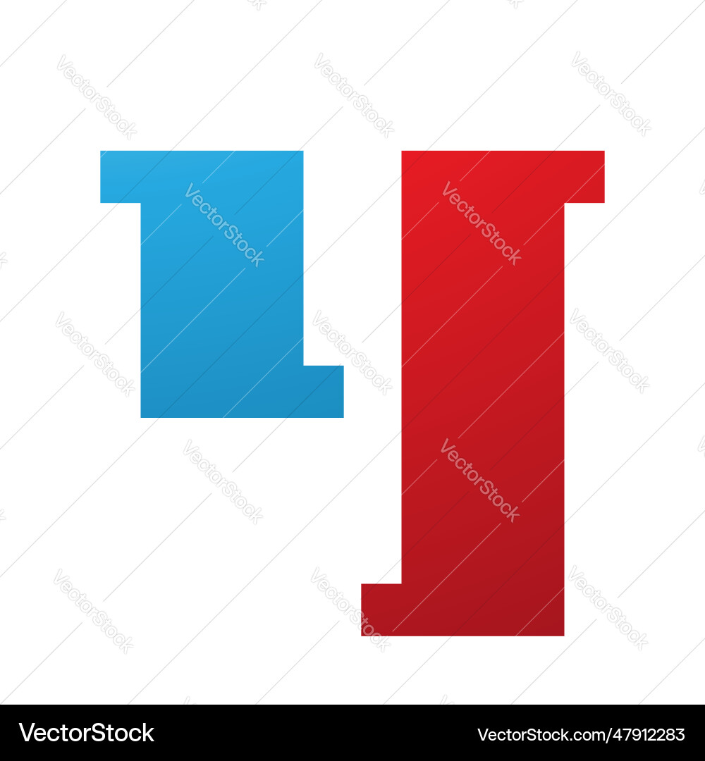 Red and blue stamp shaped letter y icon Royalty Free Vector