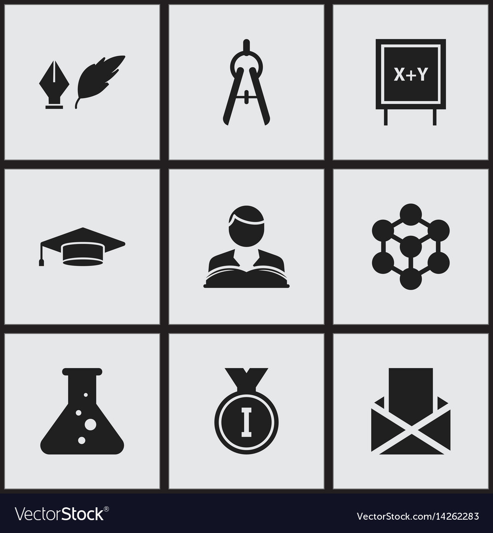Set of 9 editable education icons includes Vector Image