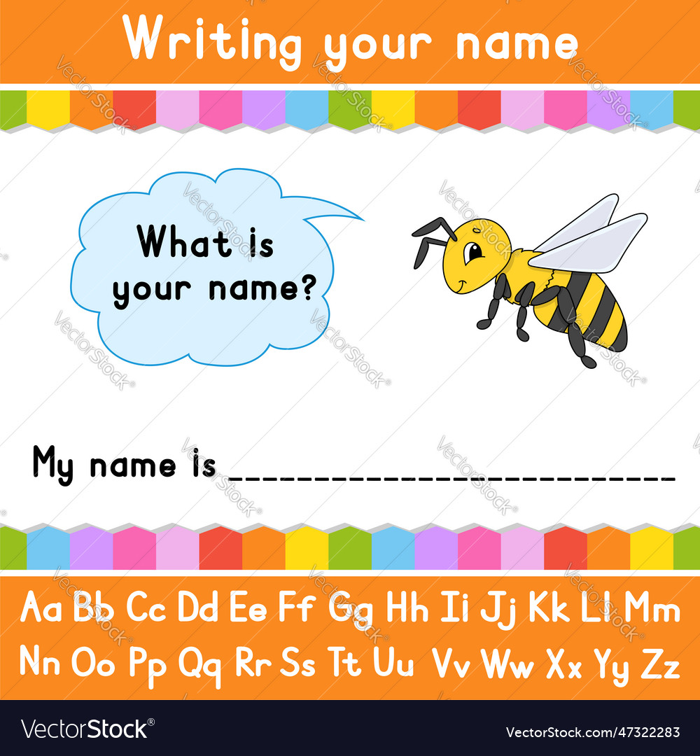 Writing your name educational activity worksheet Vector Image
