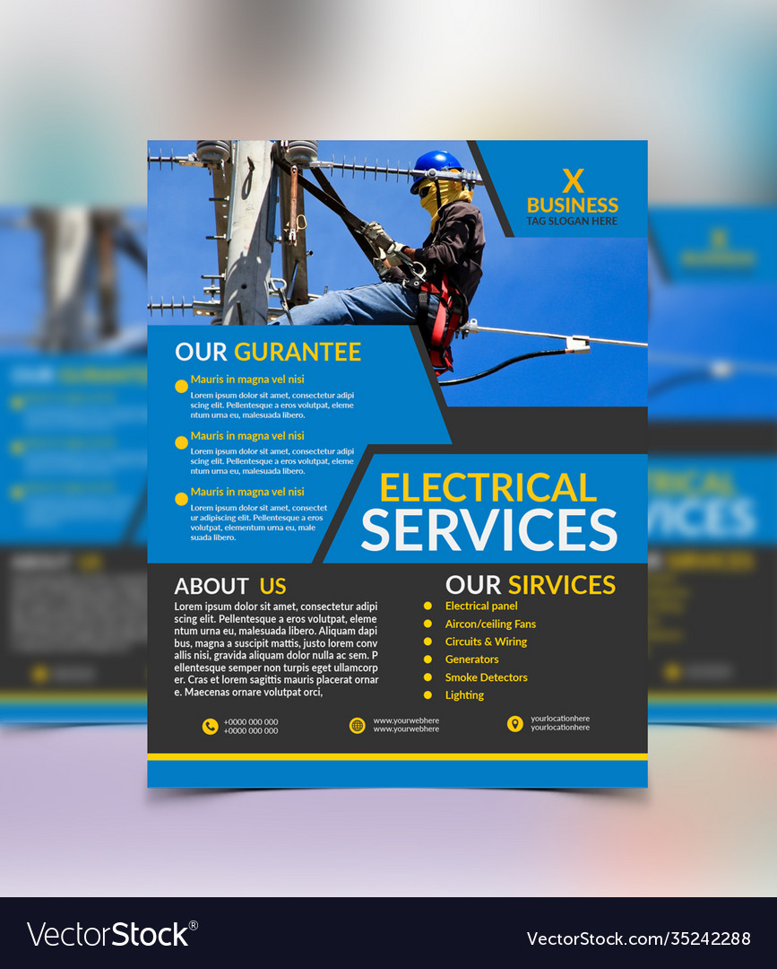 Electrical Services Flyer Template Royalty Free Vector Image