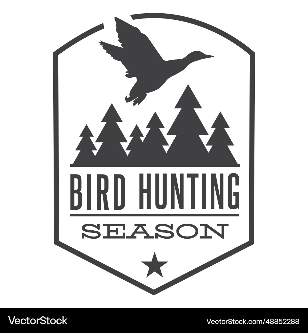 Forest bird hunting badge logo Royalty Free Vector Image