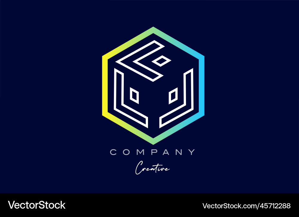 Line l three letter cube alphabet letter logo Vector Image