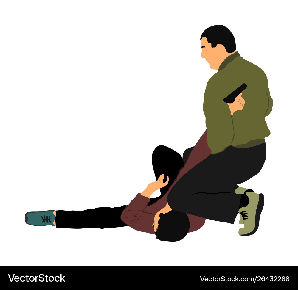Man fighting against aggressor with gun Royalty Free Vector