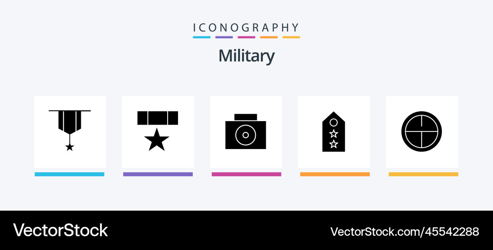 Military glyph 5 icon pack including army tag Vector Image