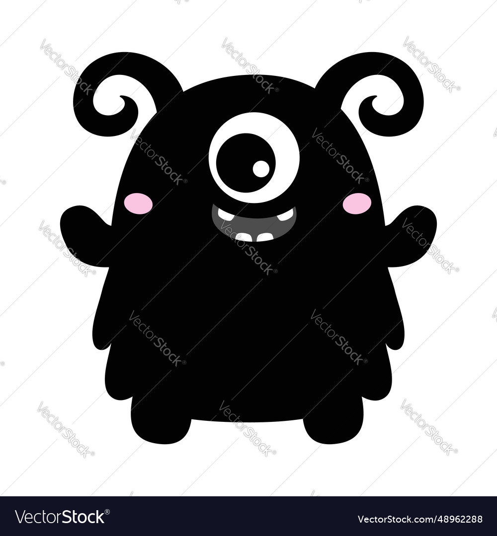 Monster happy halloween cute head face with horns Vector Image