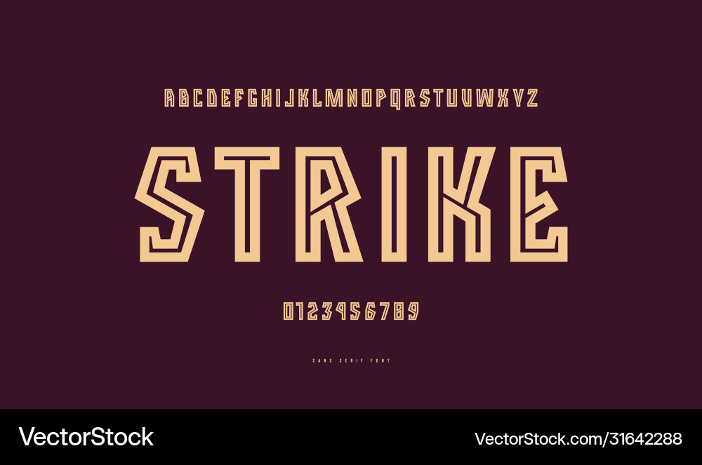 Outline geometric sans serif font Royalty Free Vector Image