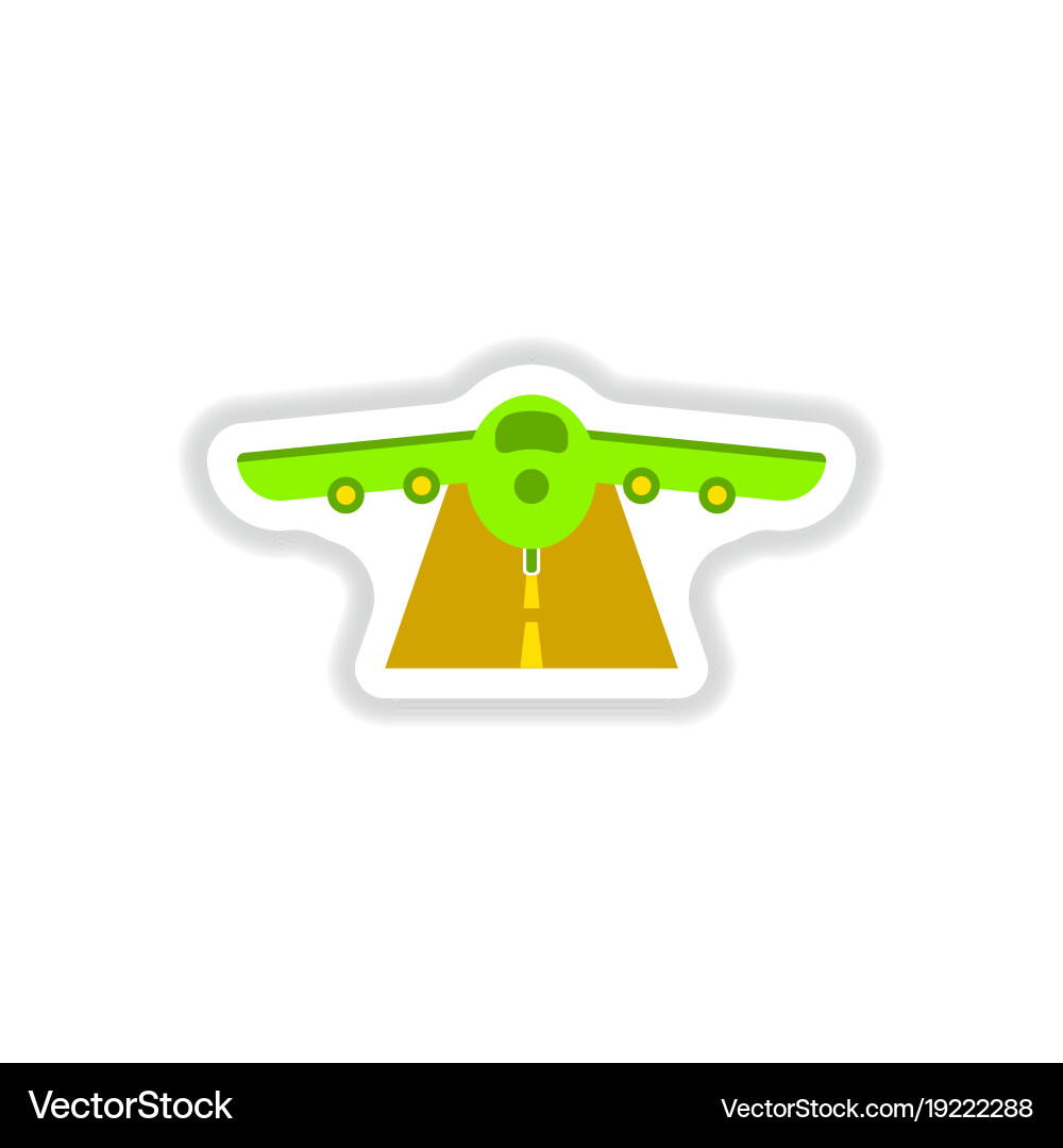 Paper sticker on white background airplane runway Vector Image