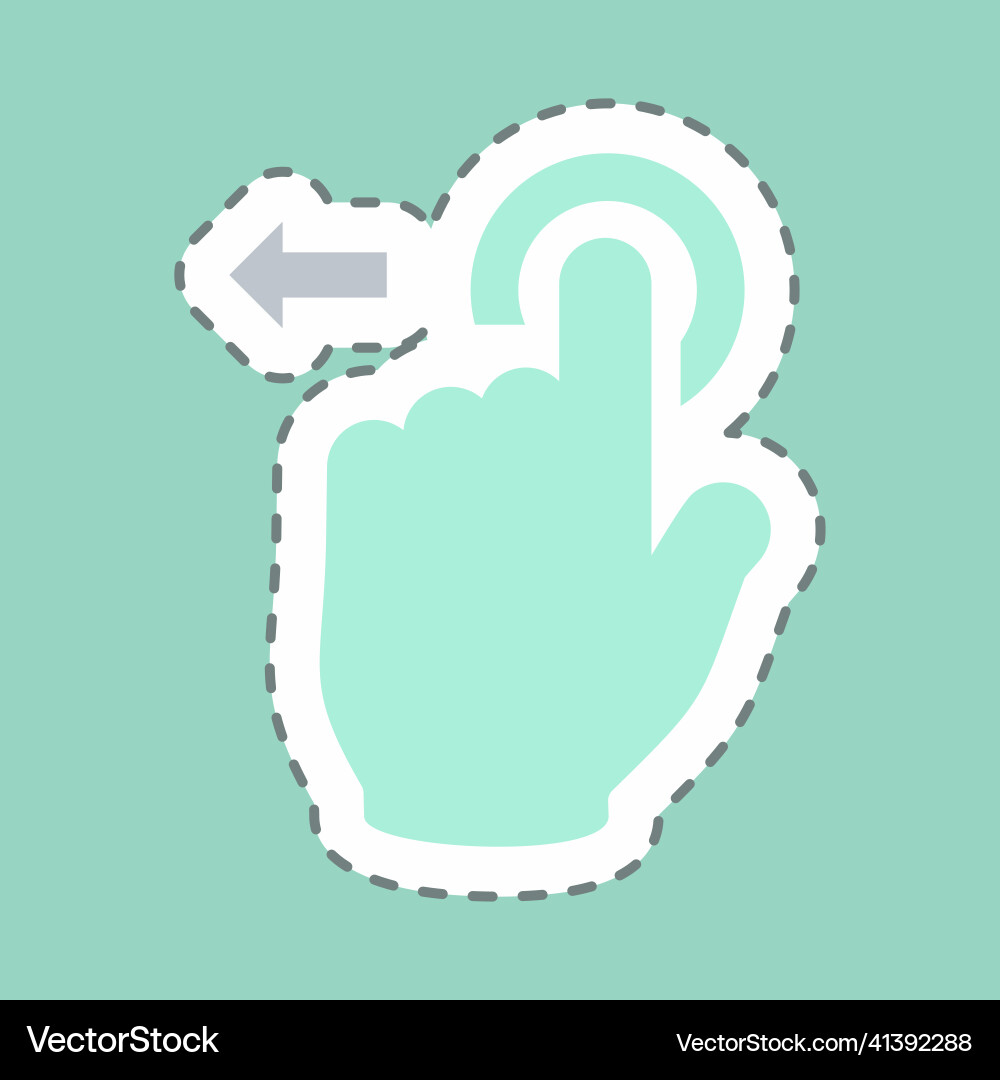 Sticker tap and move left - line cut - simple Vector Image