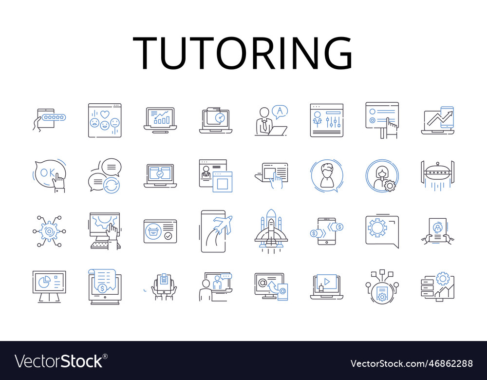 Tutoring line icons collection coaching Royalty Free Vector Tutoring line icons collection coaching Royalty Free Vector