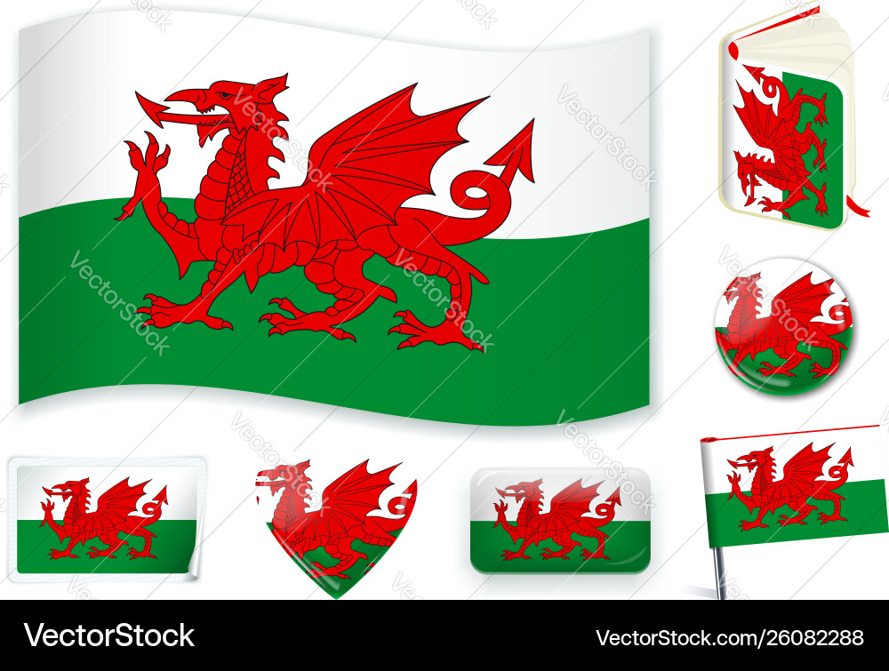Wales national flag Royalty Free Vector Image - VectorStock