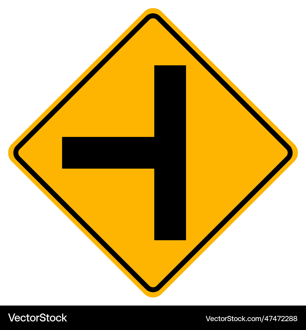 Warning signs side road junction on left on white Vector Image