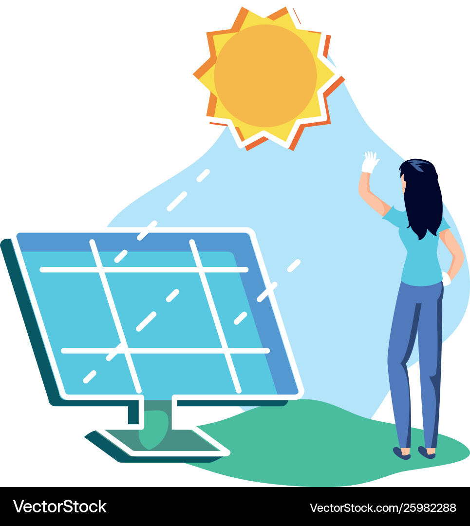Woman avatar with solar panel design Royalty Free Vector