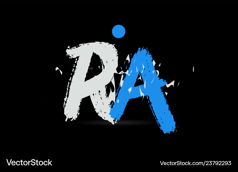 Blue white alphabet letter combination ra r Vector Image