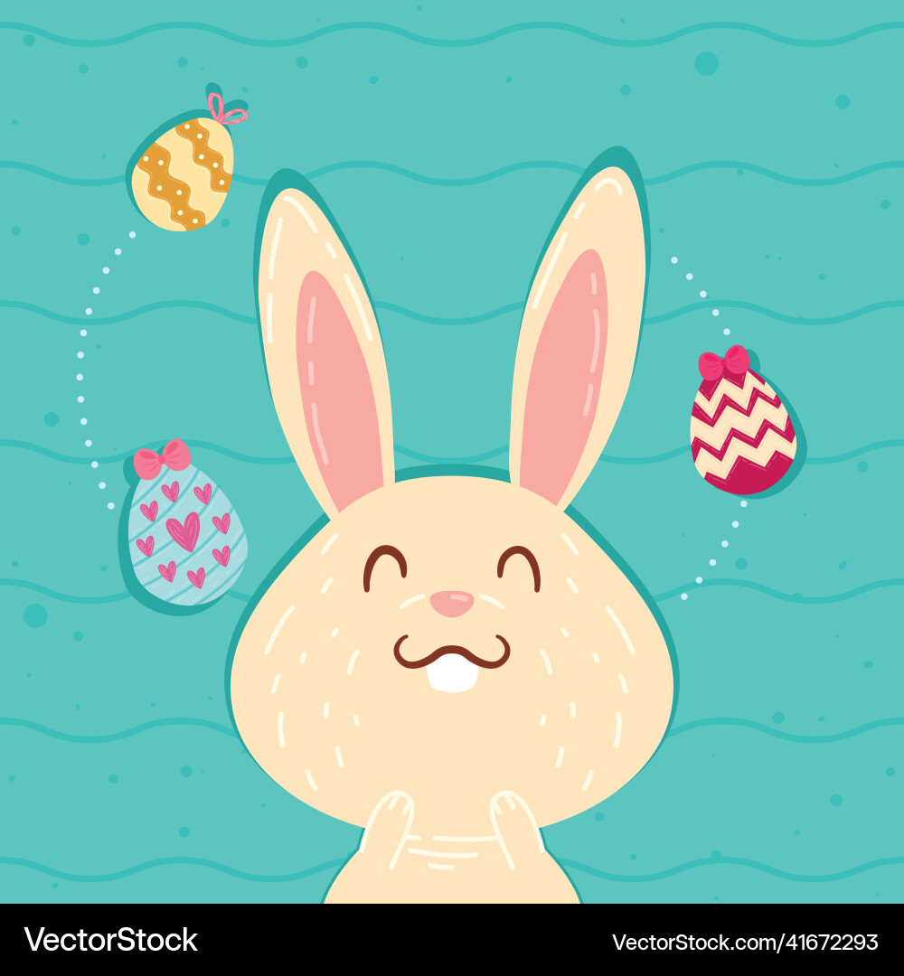 Bunny and eggs painted Royalty Free Vector Image