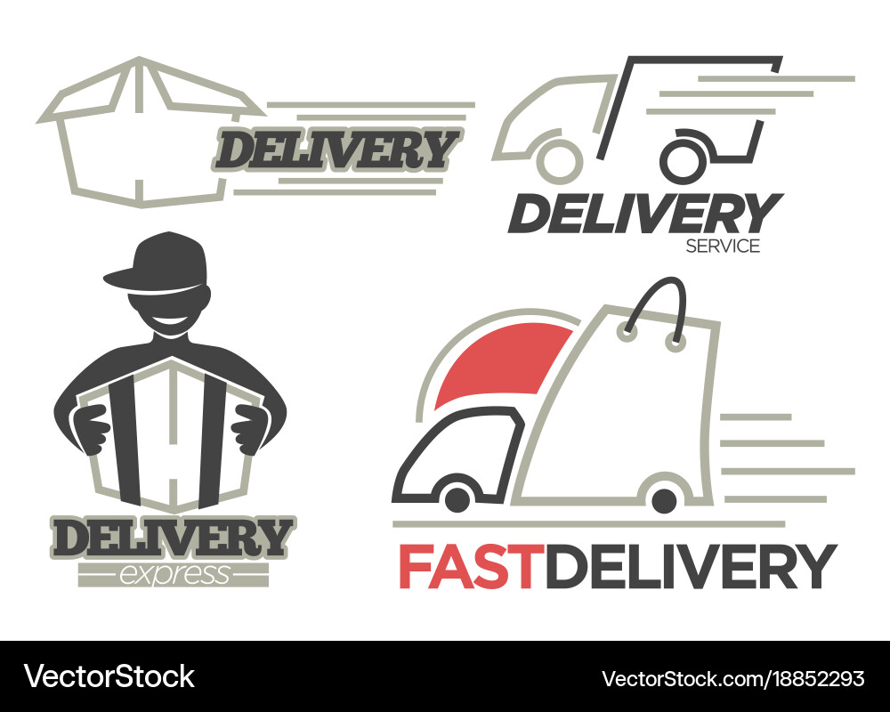 Delivery logo templates set for post mail food or Vector Image