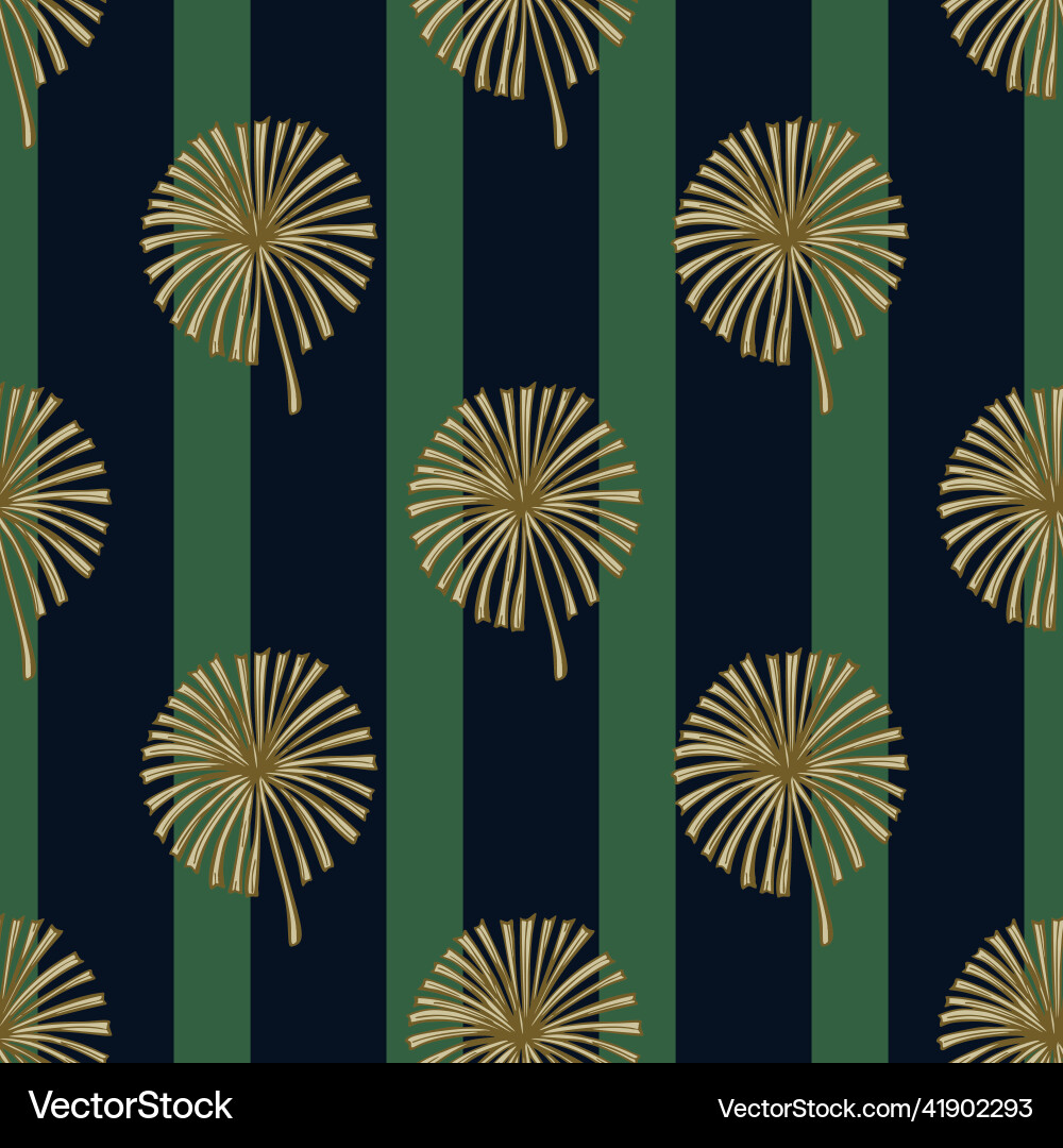 Fan palm leaves seamless pattern on vintage Vector Image