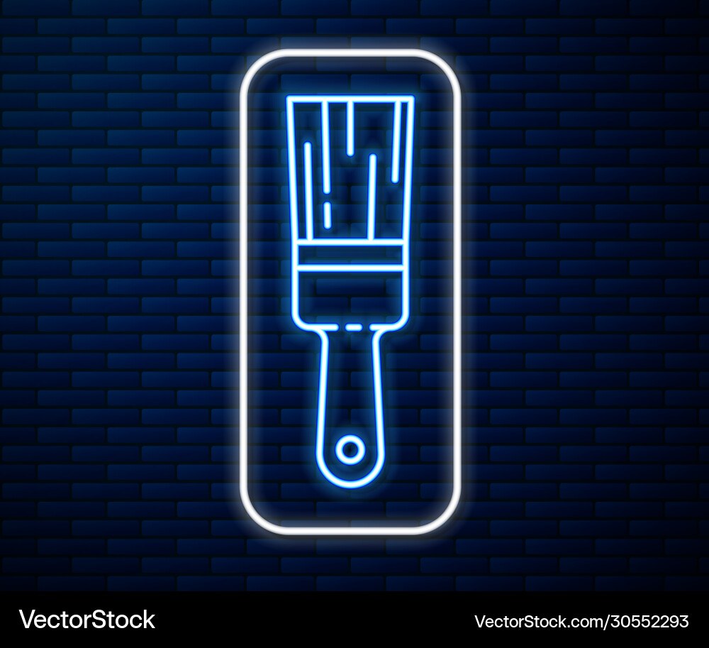 Glowing neon line paint brush icon isolated Vector Image