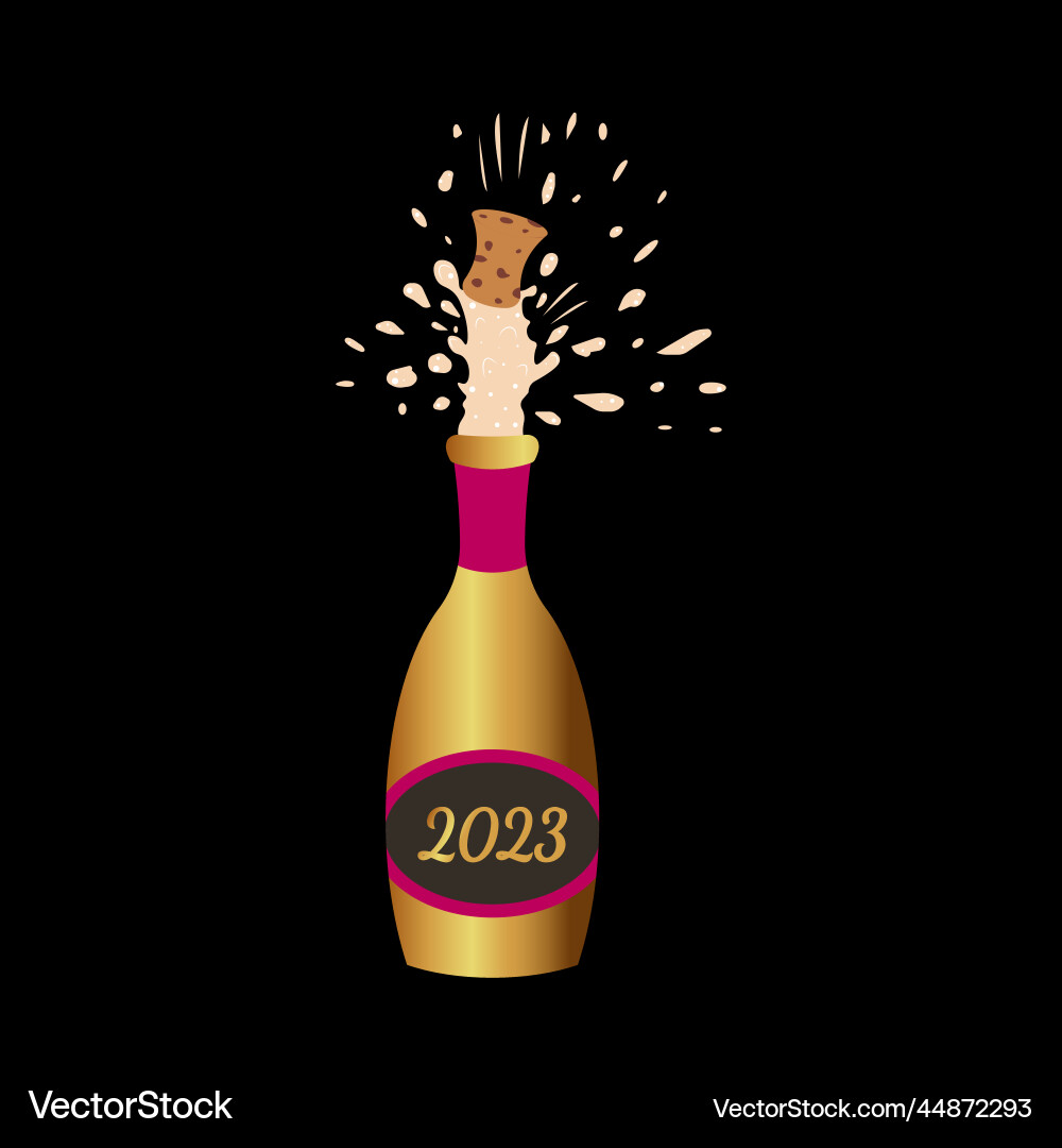 Gold bottle champagne 2023 Royalty Free Vector Image