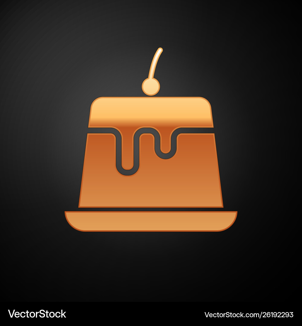 Gold pudding custard with caramel glaze icon Vector Image