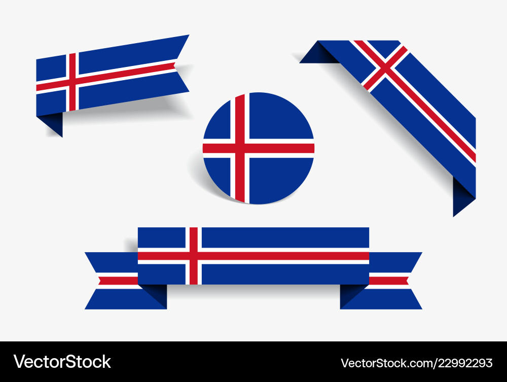 Icelandic flag stickers and labels Royalty Free Vector Image
