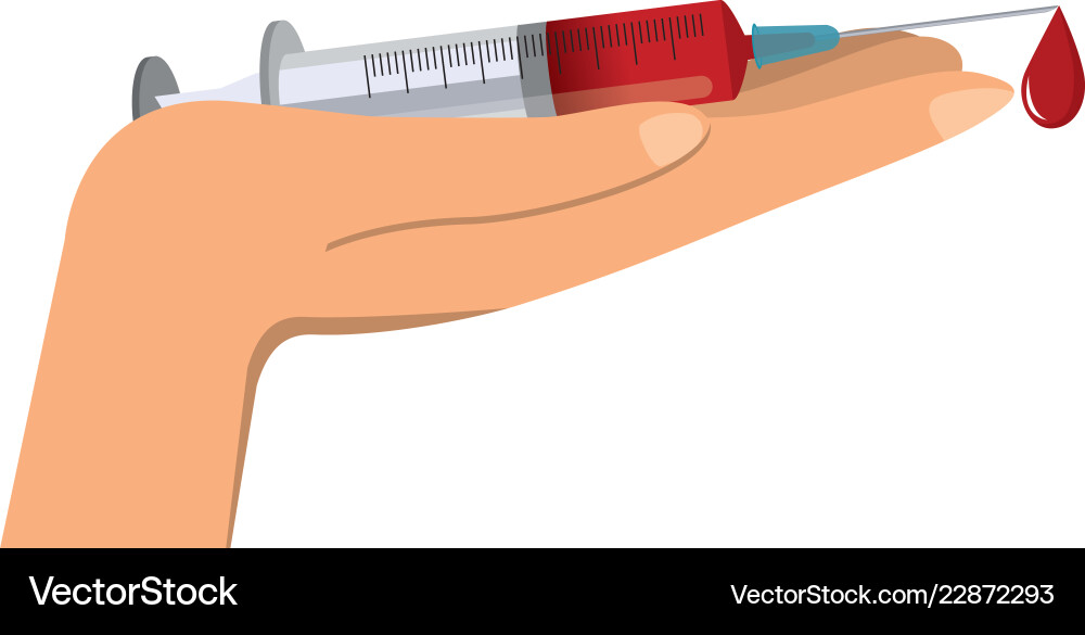 Isolated blood injection and hand design Vector Image