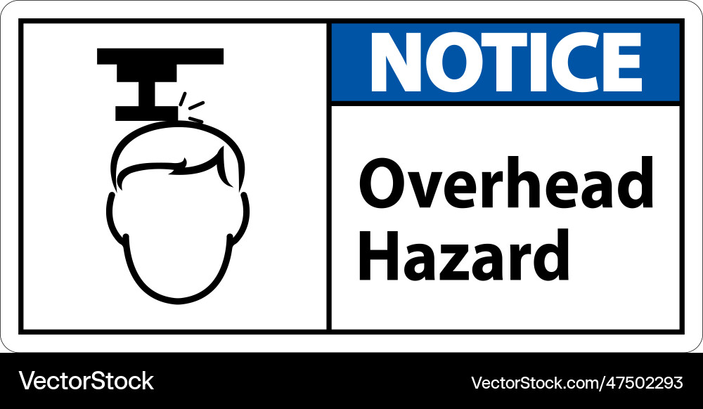 Notice overhead hazard sign on white background Vector Image