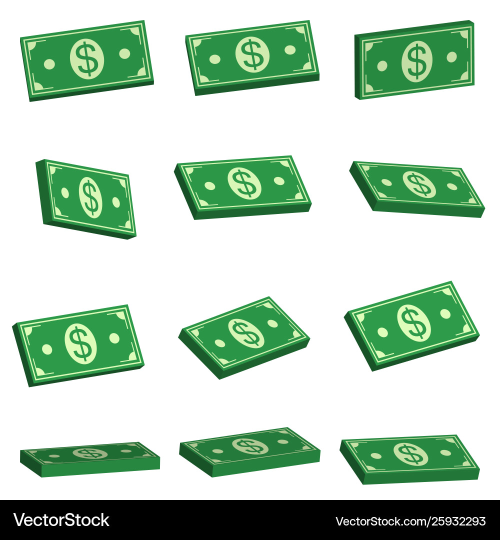 Set icons bundle bills bundles money dollar Vector Image