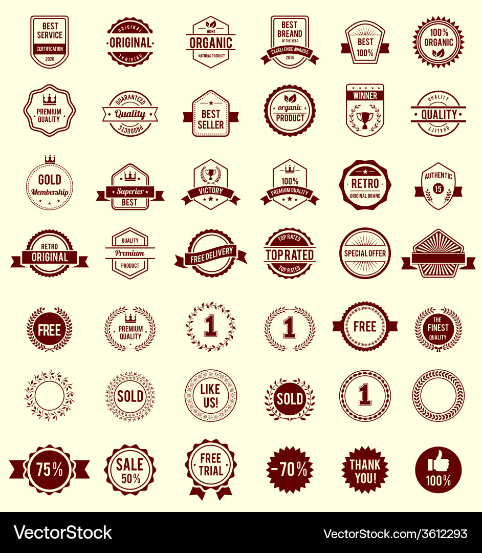 Variety designs retro vintage badges Royalty Free Vector