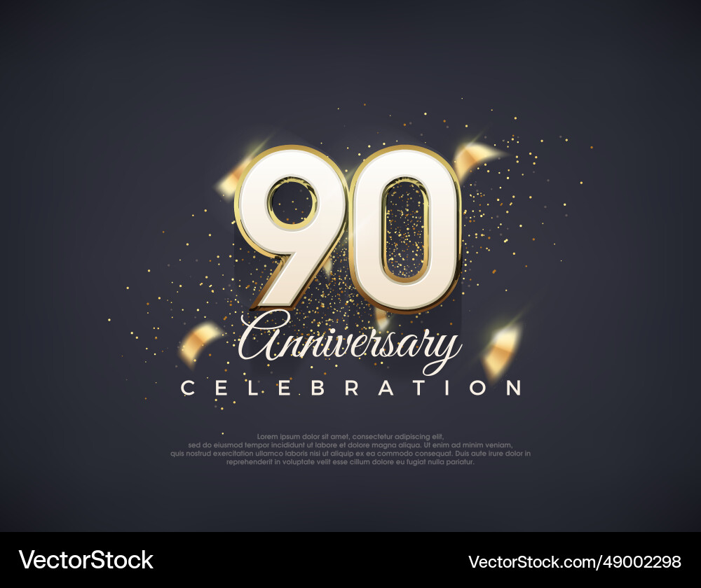90th anniversary number with fancy numerals Vector Image