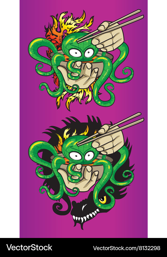 Asian exotic spicy octopus soup Royalty Free Vector Image