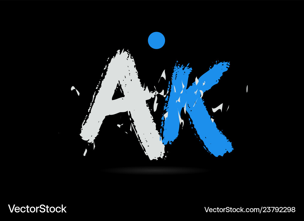 Blue white alphabet letter combination ak a k Vector Image