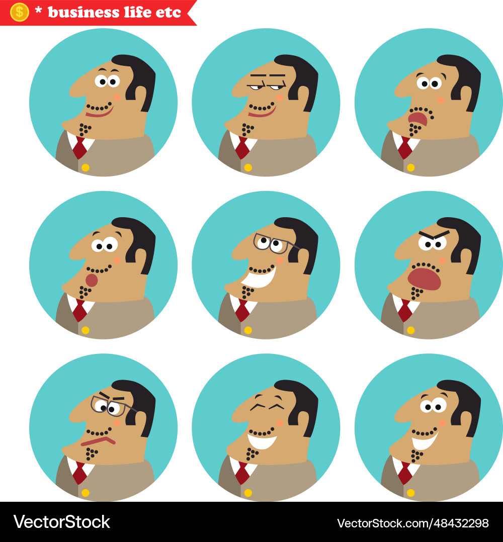 Boss facial emotions Royalty Free Vector Image