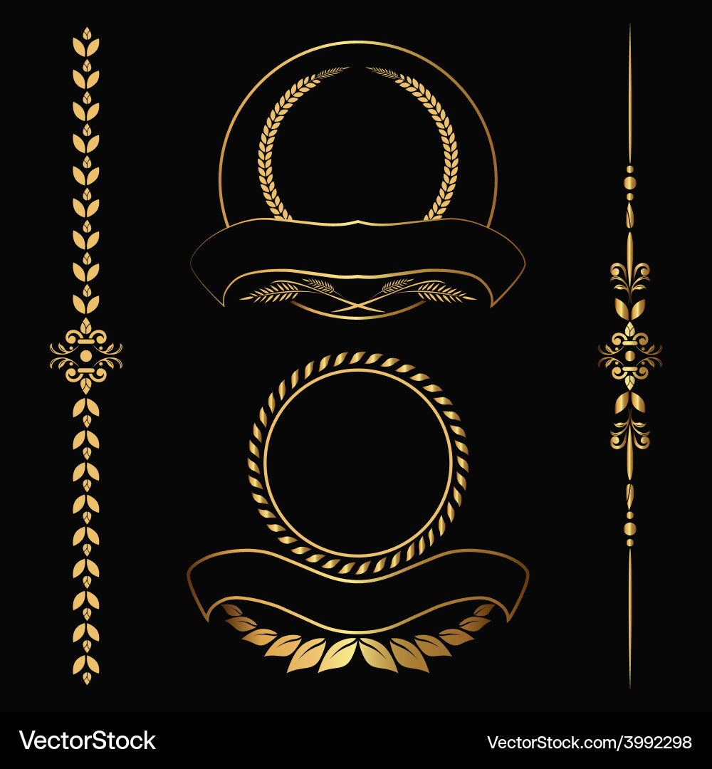 Gold contour decorative ornaments Royalty Free Vector Image