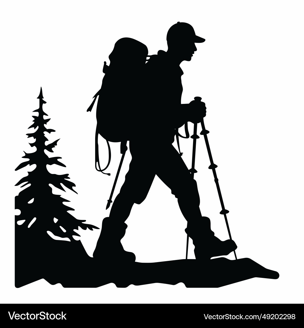 Hiker black icon on white background hiker Vector Image