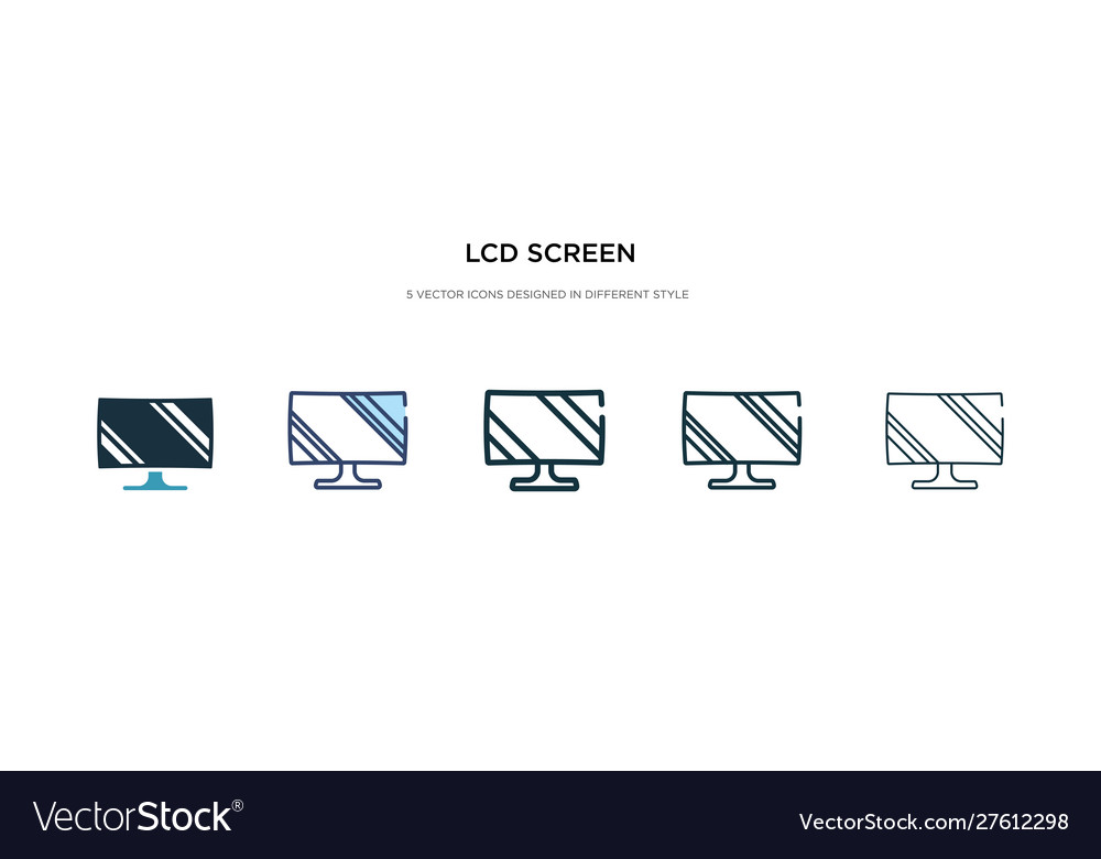 Lcd screen icon in different style two colored Vector Image