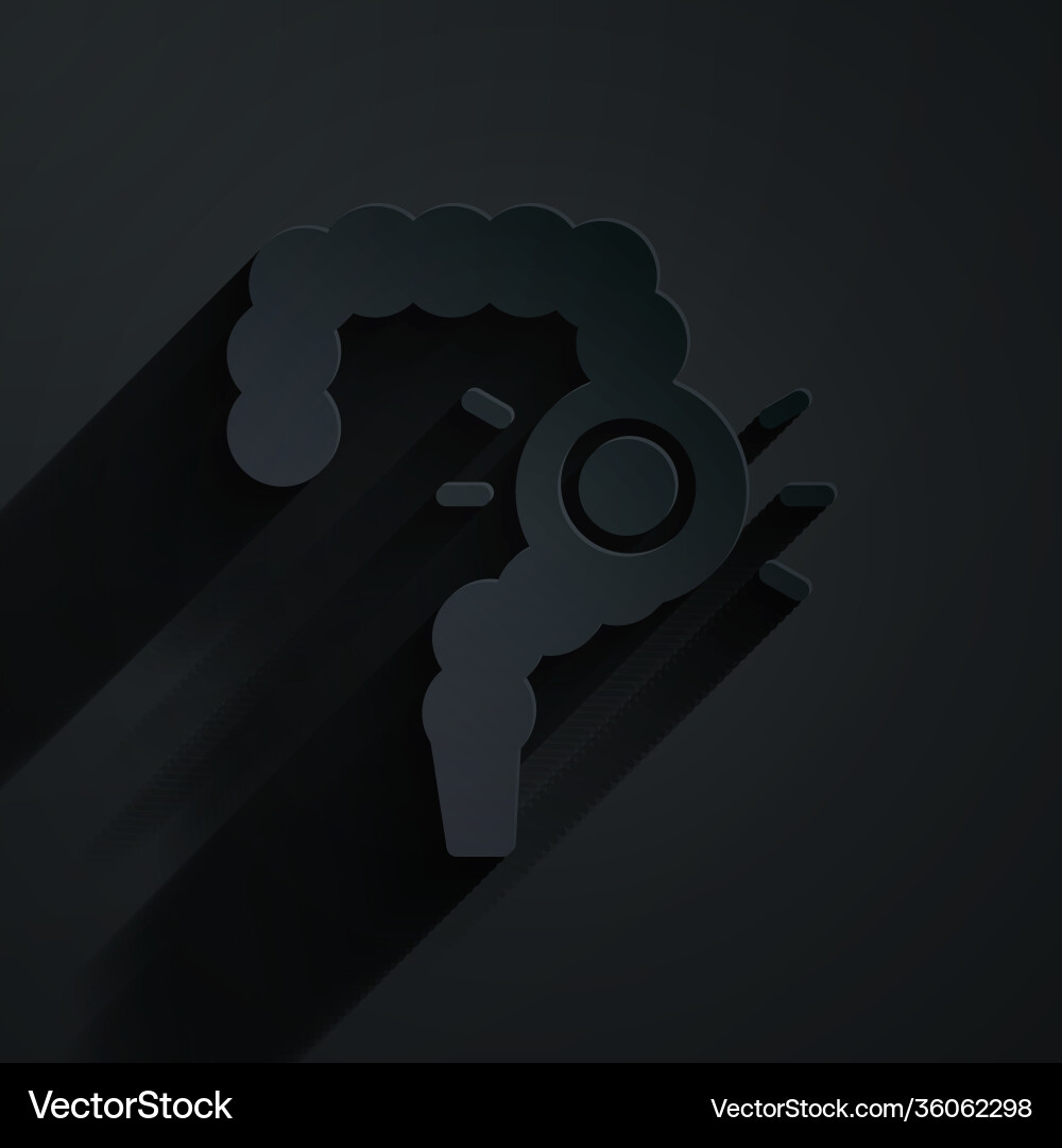 Paper cut gut constipation icon isolated on black Vector Image