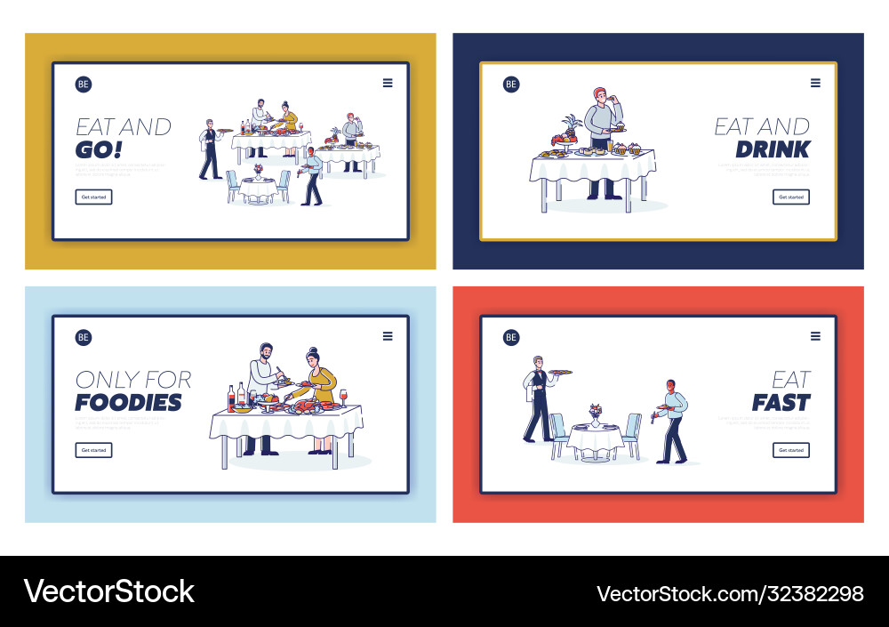 People during buffet dinner cartoons dining Vector Image