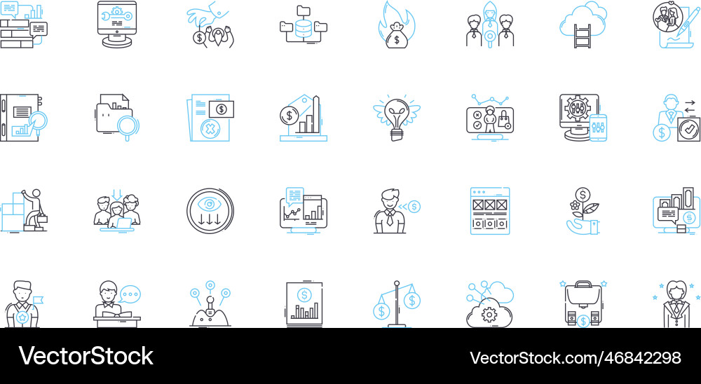 Revenue generation linear icons set sales Vector Image