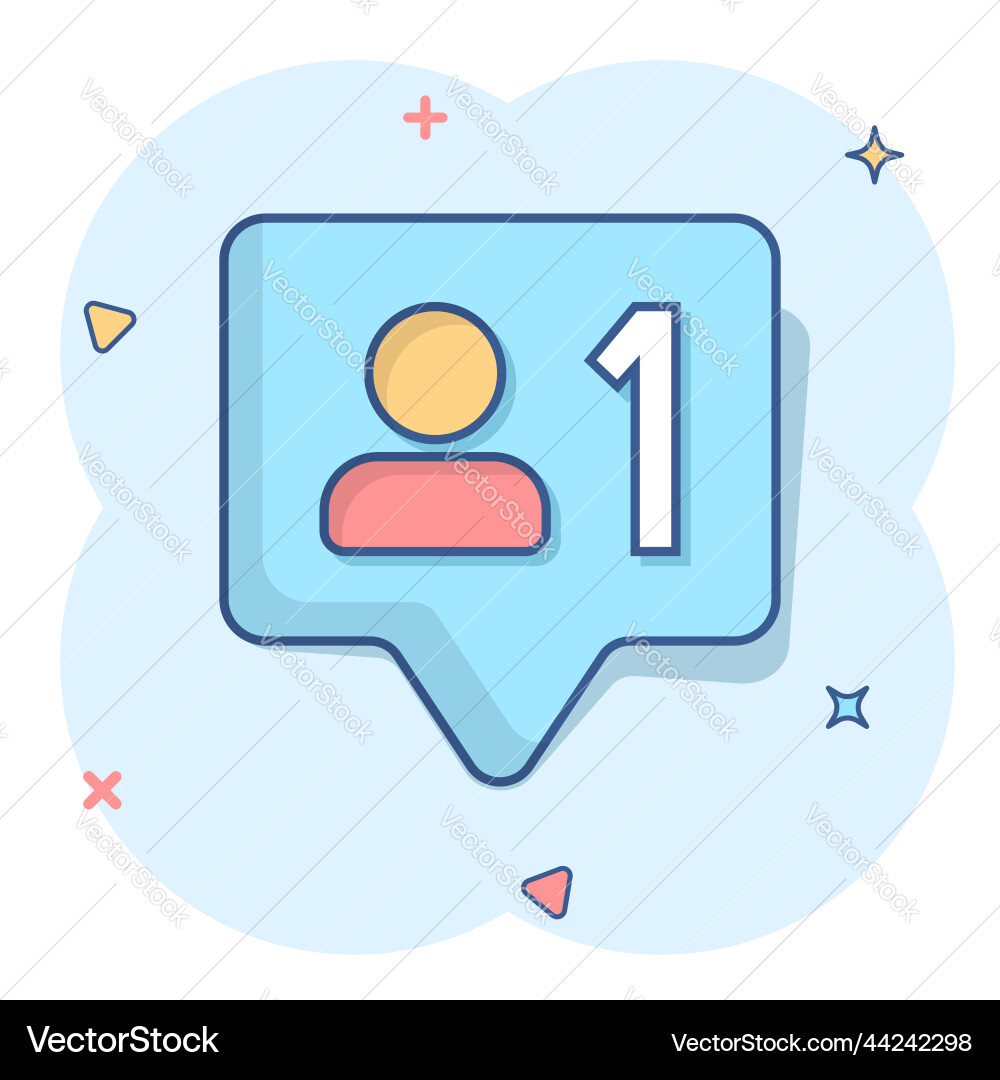 Social media notification sign icon in comic Vector Image
