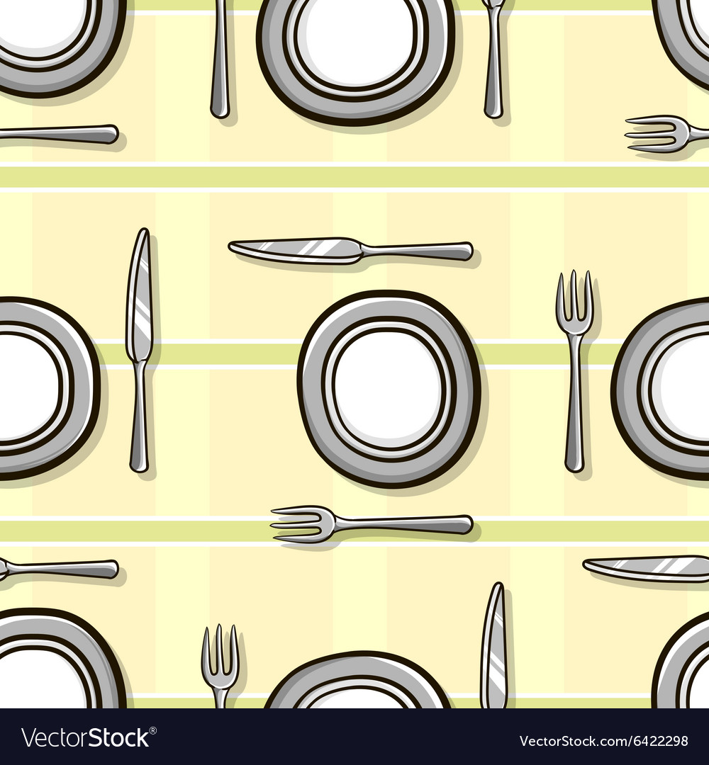 Tableware seamless pattern Royalty Free Vector Image