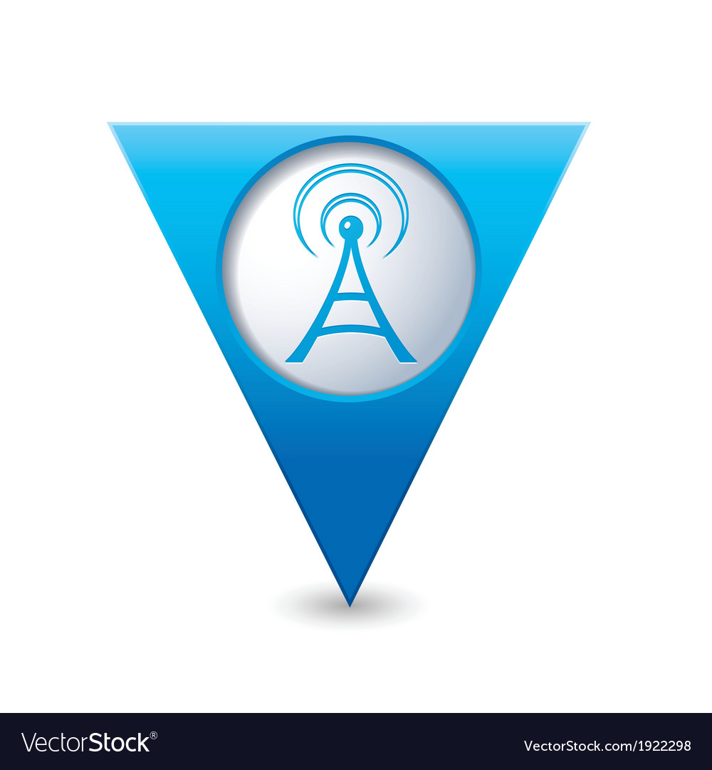 Wi fi icon map pointer blue Royalty Free Vector Image
