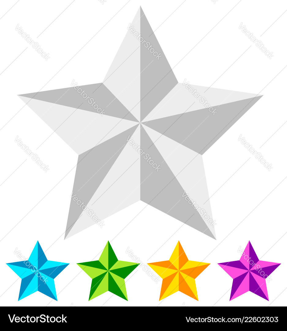 3d star icon faceted beveled white Royalty Free Vector Image