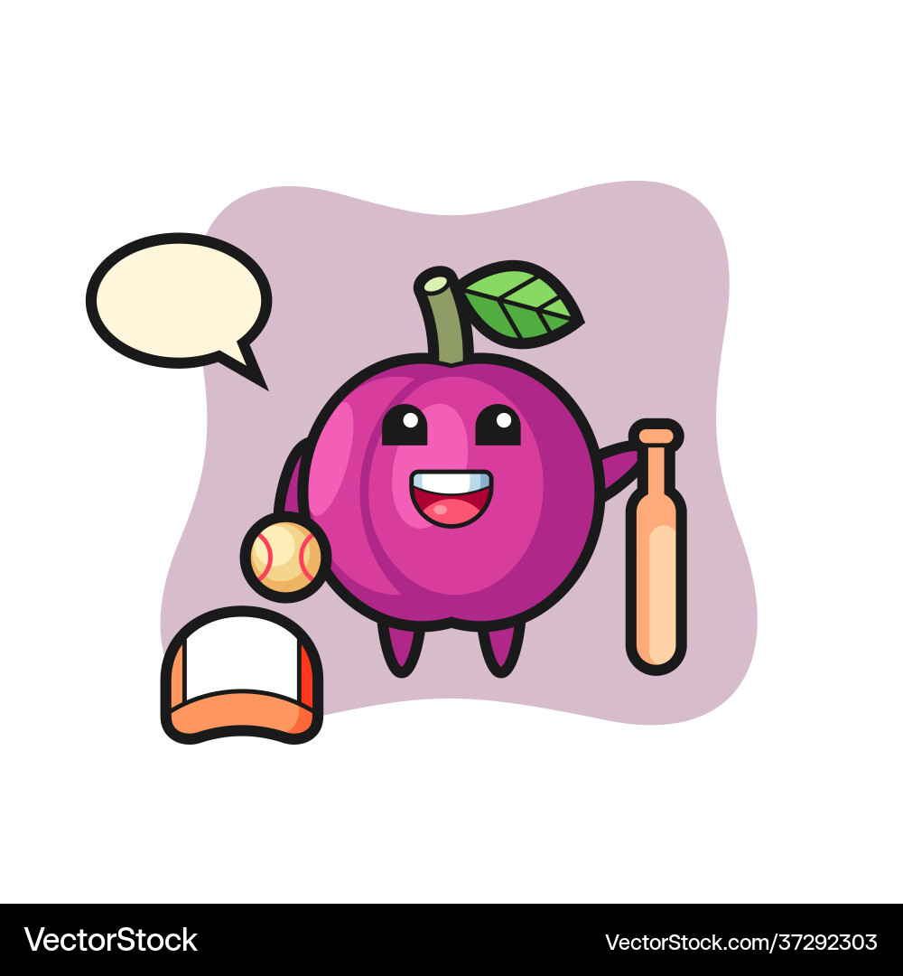 Cartoon character plum fruit as a baseball Vector Image